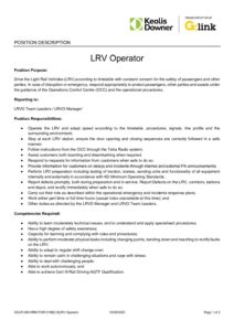 LRV Operator Vacancy - G:link